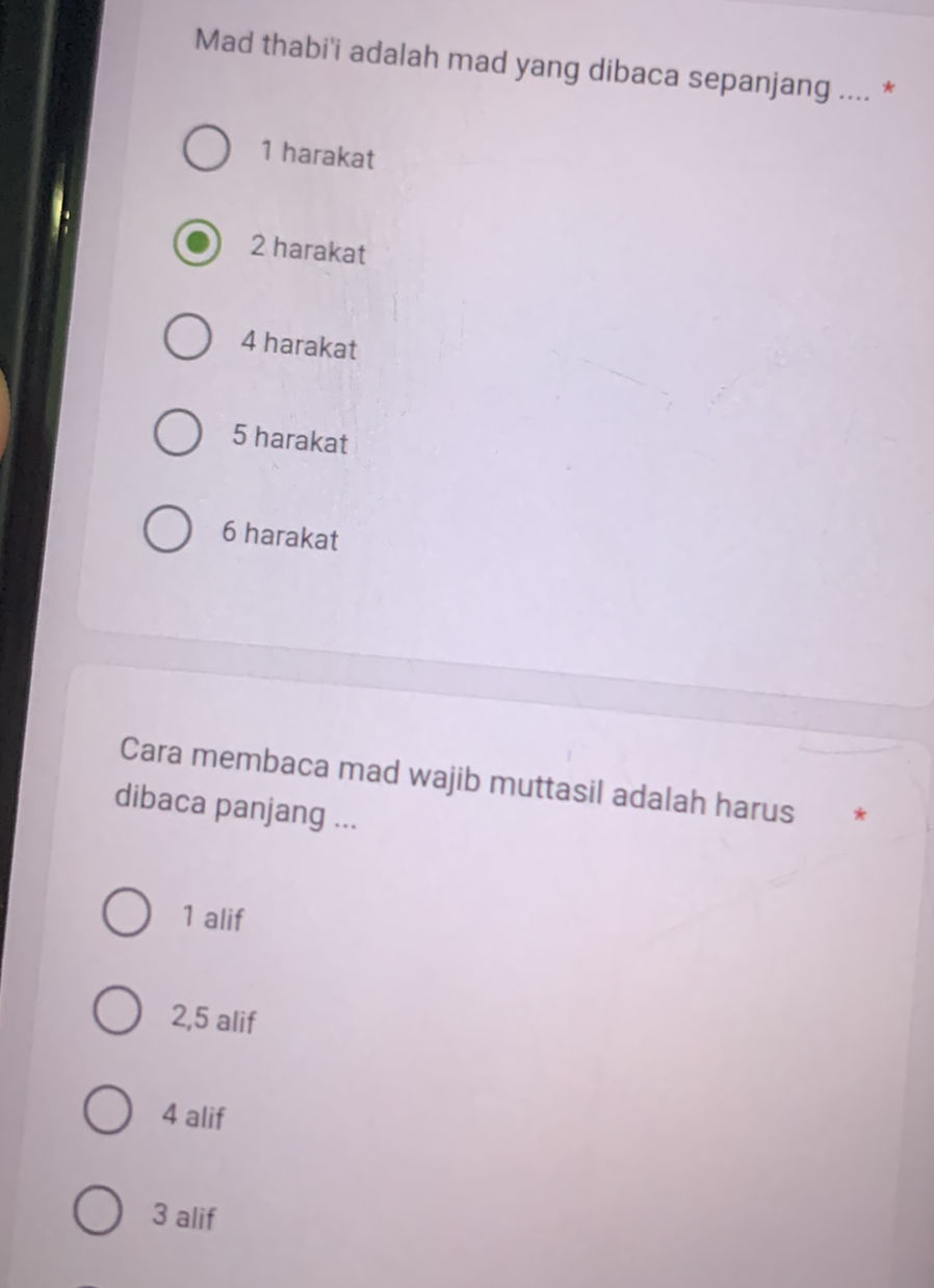 Mad thabi'i adalah mad yang dibaca sepanjang | StudyX