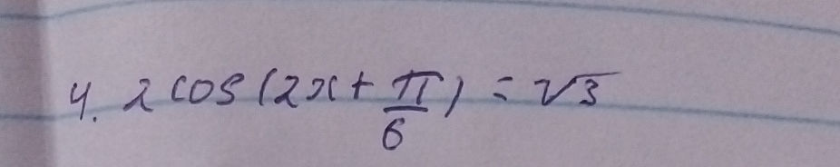 Solving Trigonometric Equation: 2cos(2x + | StudyX
