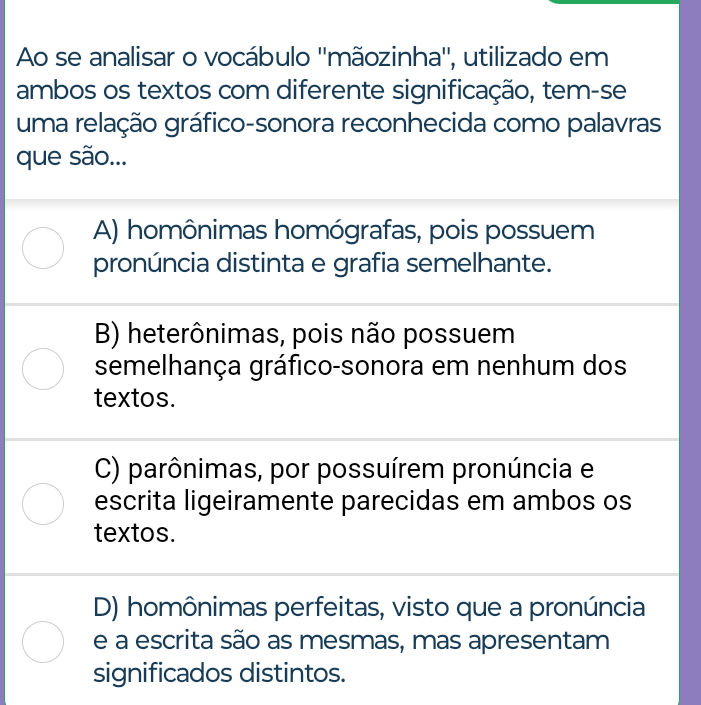 Ao se analisar o vocábulo "mãozinha", | StudyX