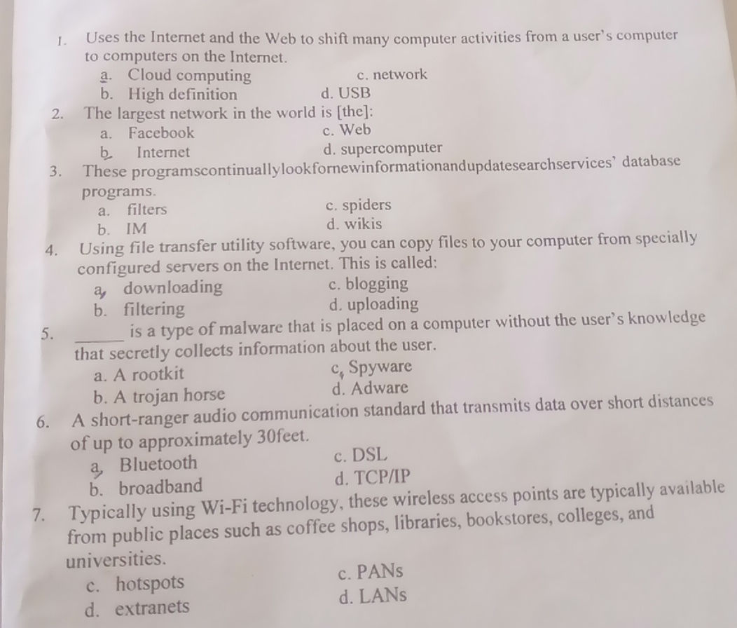 1. Uses the Internet and the Web to shift | StudyX