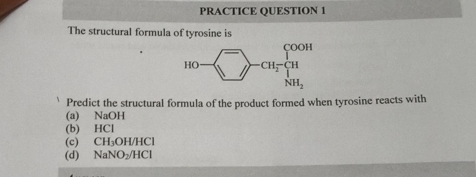 The structural formula of tyrosine is | StudyX