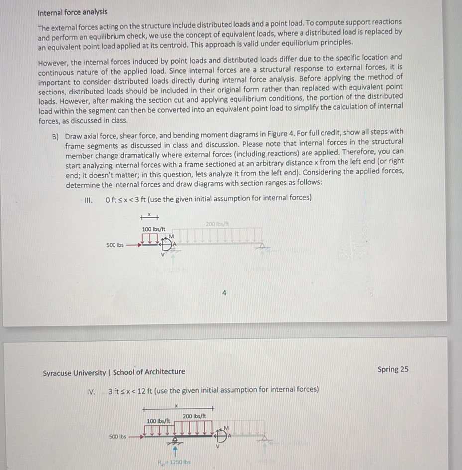 B) Draw axial force, shear force, and | StudyX