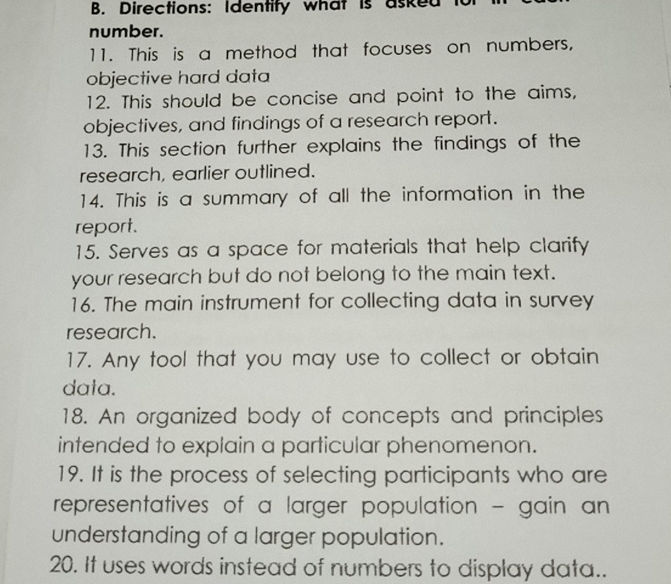 B. Directions: Identify what is asked for in | StudyX