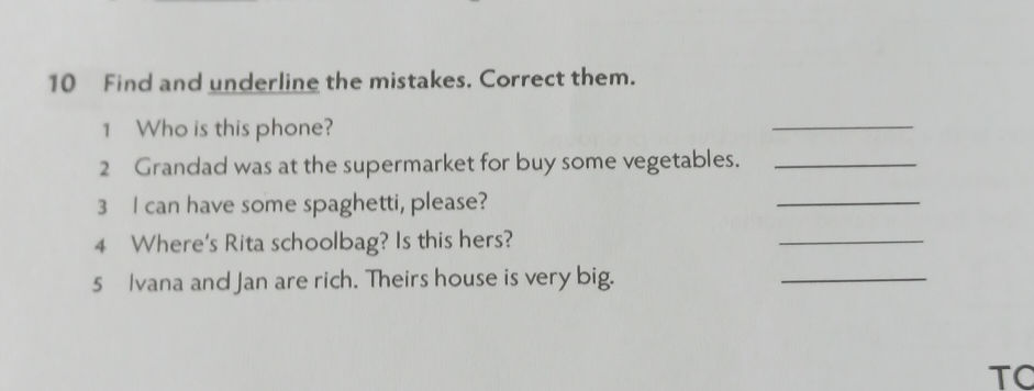 10 Find and underline the mistakes. Correct | StudyX