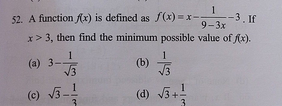 52. A function $f(x)$ is defined as $f(x) = | StudyX