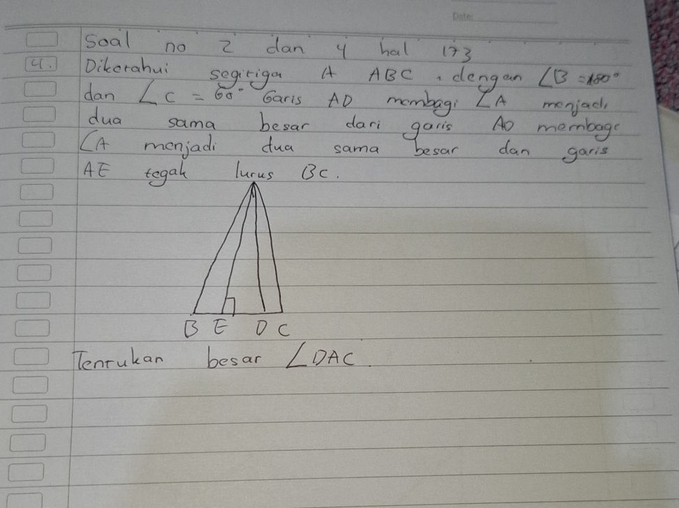 Diketahui segitiga ABC dengan $ B = 180^ $ | StudyX
