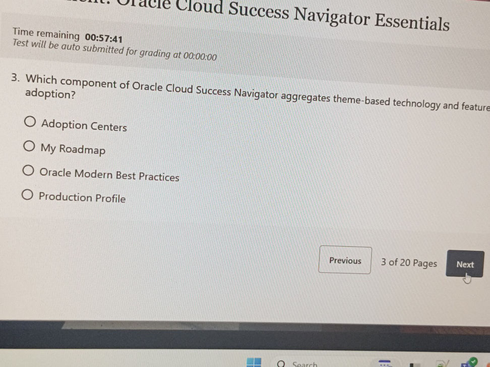 3. Which component of Oracle Cloud Success | StudyX