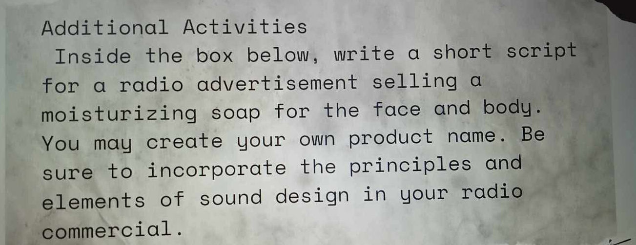 Additional Activities Inside the box below, | StudyX