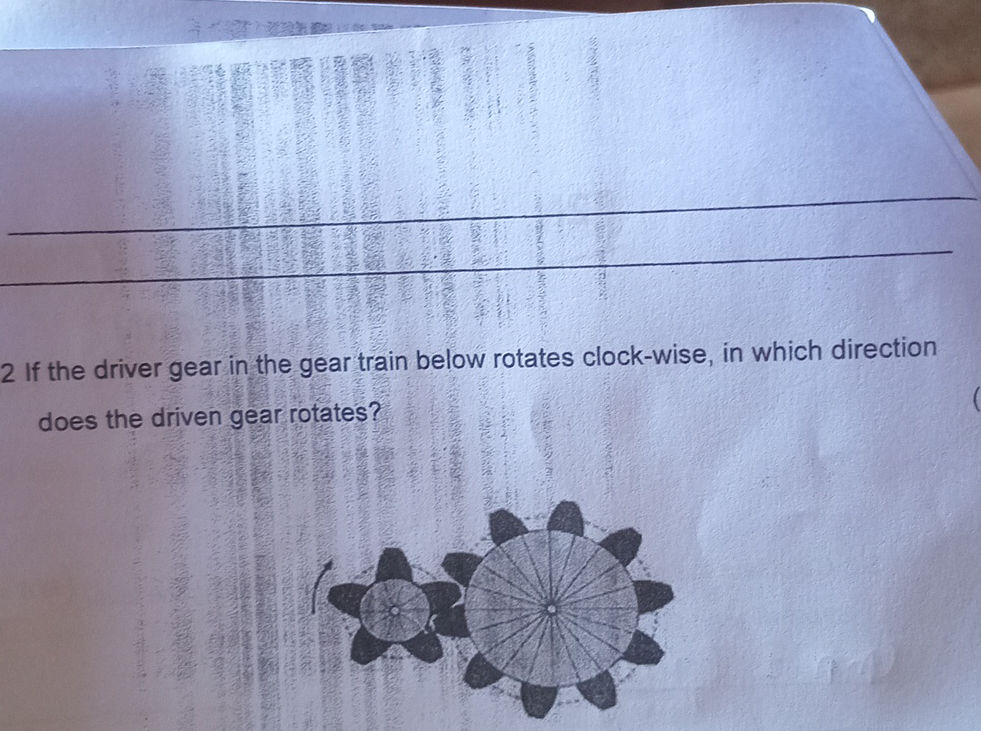 2 If the driver gear in the gear train below