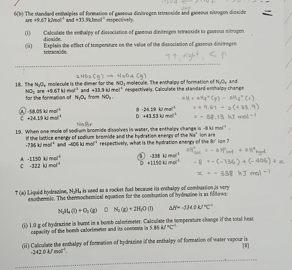 6(b) The standard enthalpies of formation of | StudyX