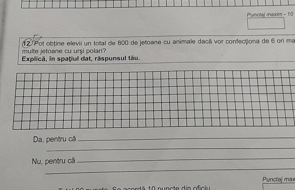 12. Pot obține elevii un total de 800 de | StudyX