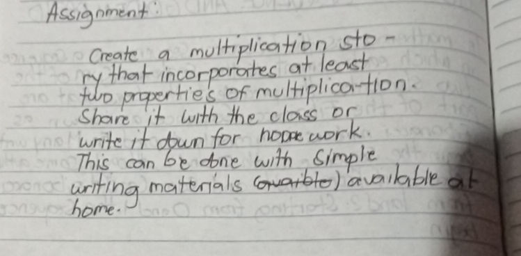 Create a multiplication story that | StudyX