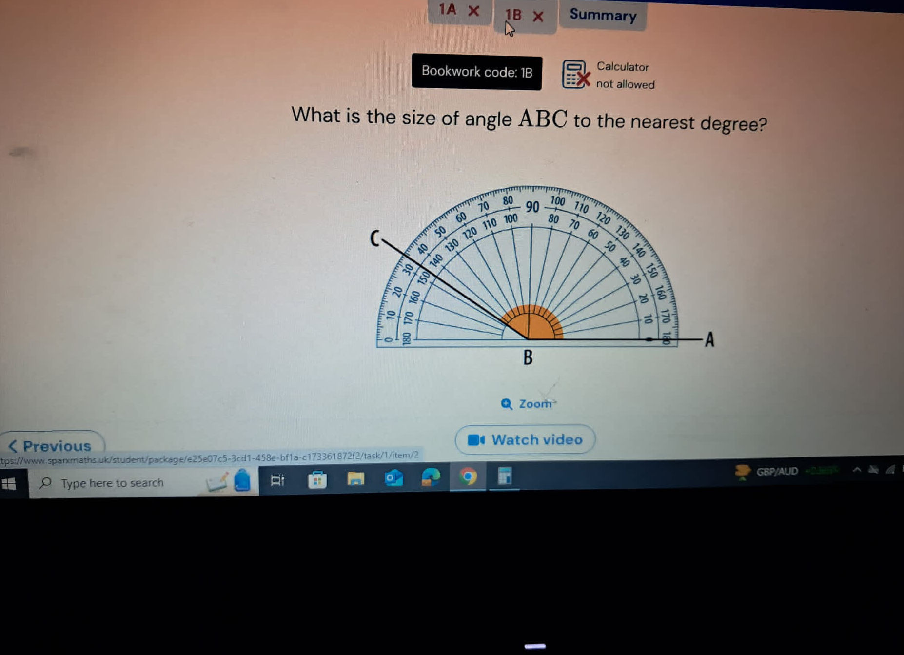 What is the size of angle ABC to the nearest | StudyX