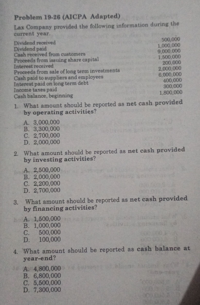Problem 19-26 (AICPA Adapted) Lax Company | StudyX