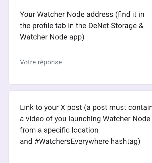 Your Watcher Node address (find it in the | StudyX