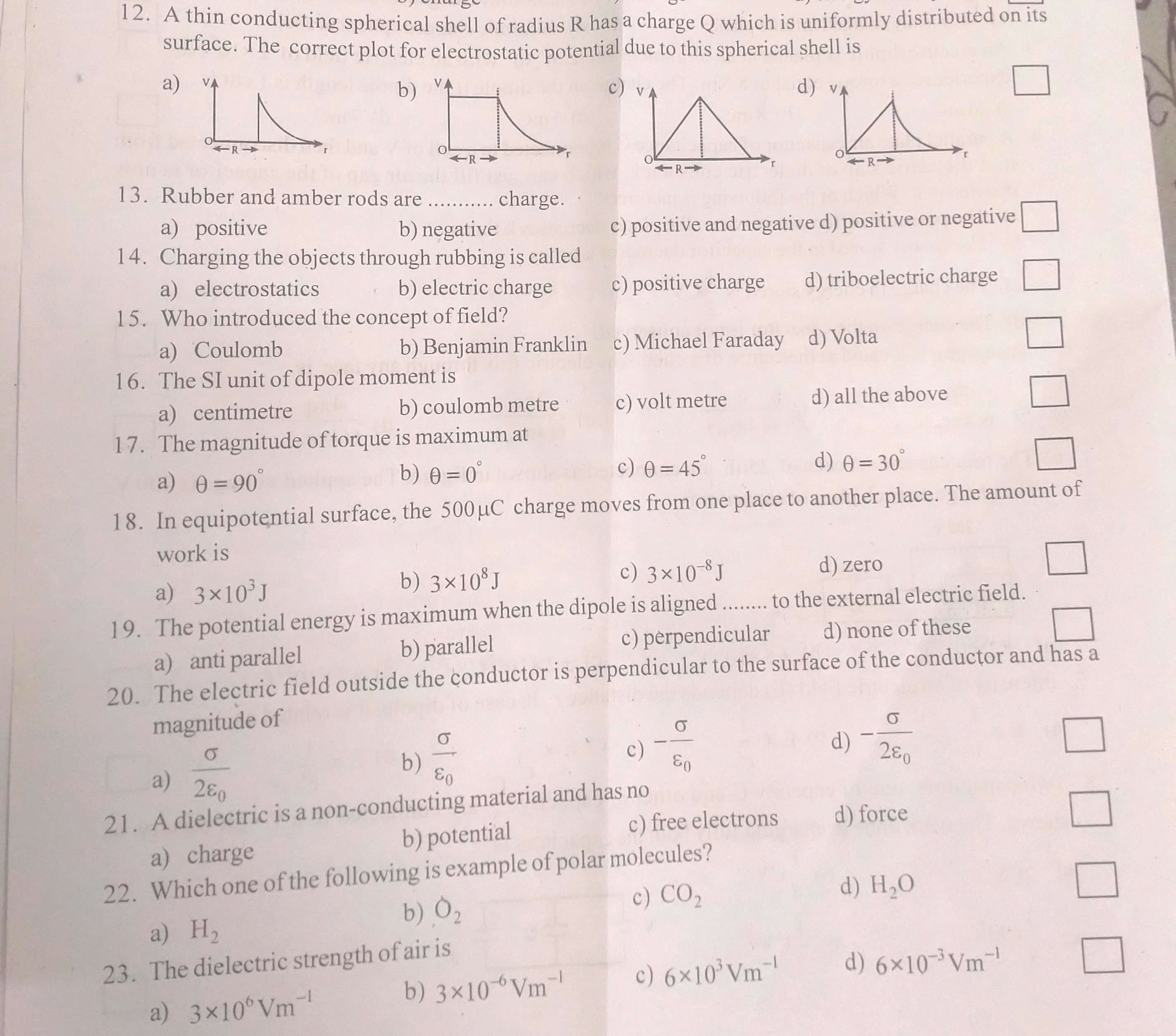 12. A thin conducting spherical shell of | StudyX