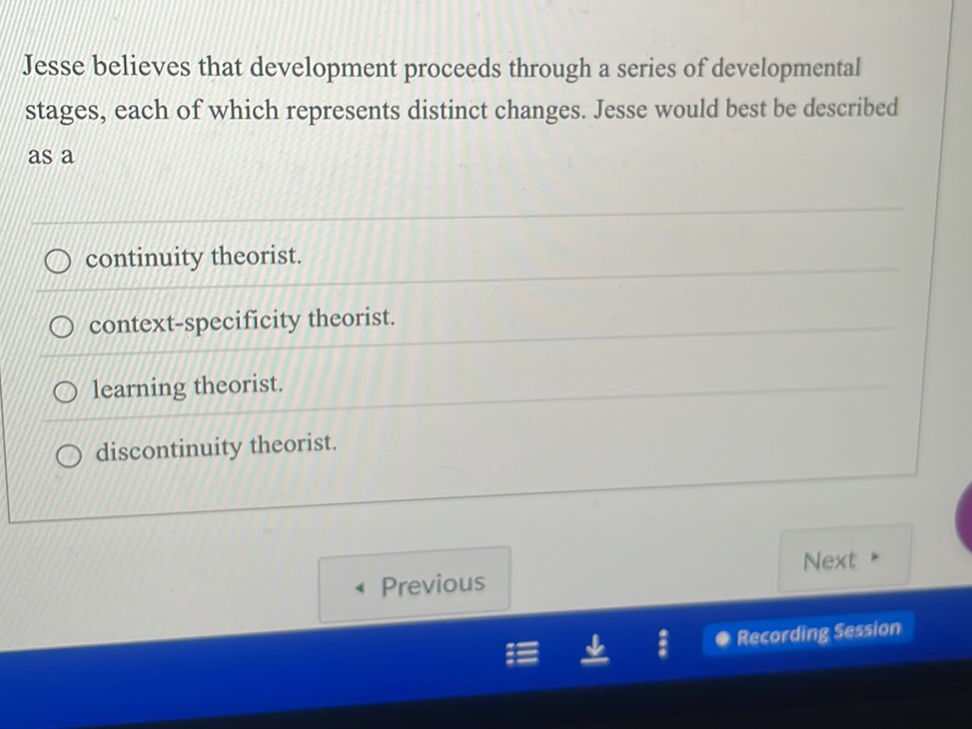 Jesse believes that development proceeds | StudyX
