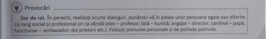 Provocări Joc de rol. În perechi, realizați | StudyX
