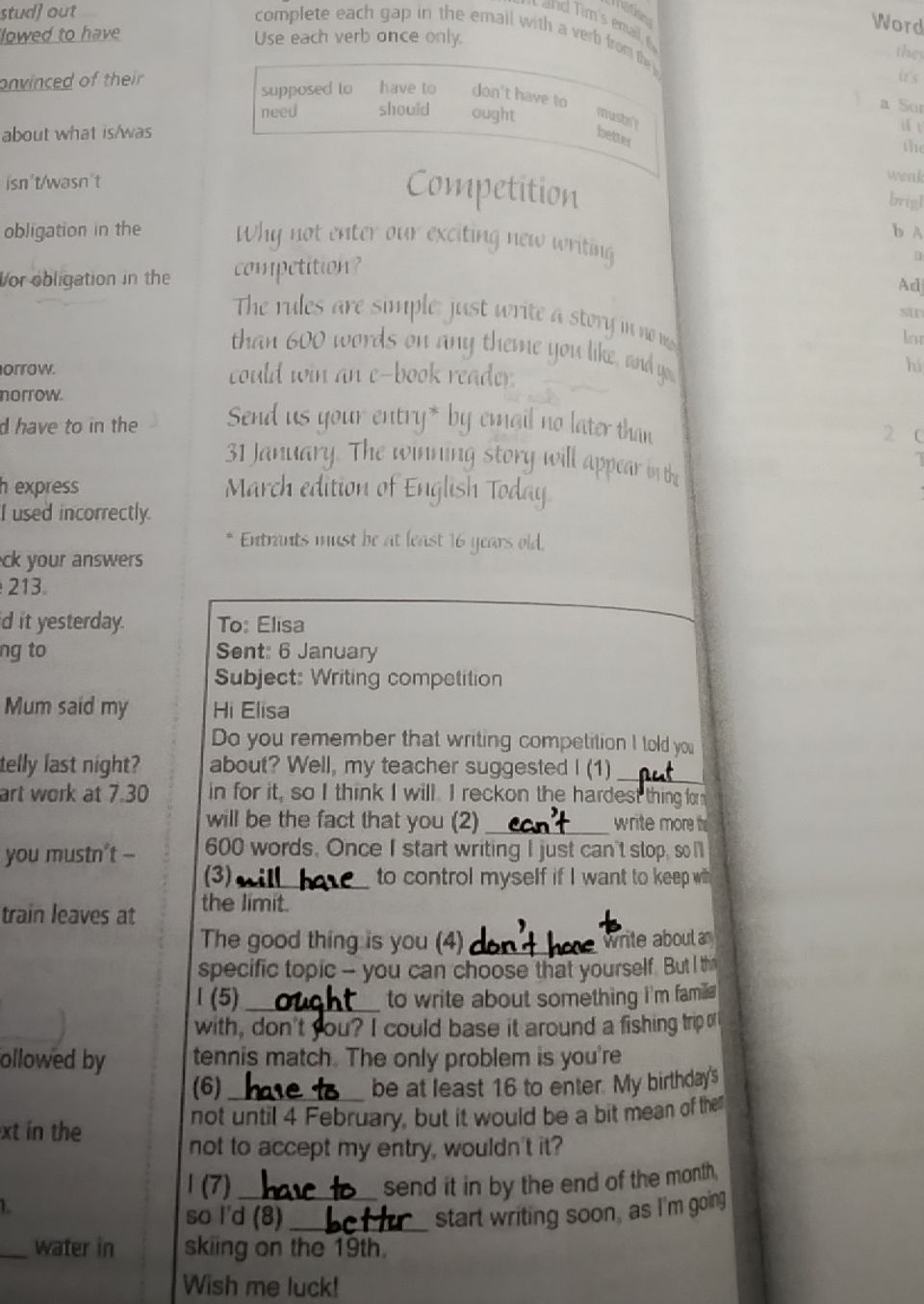 Complete each gap in the email with a verb | StudyX