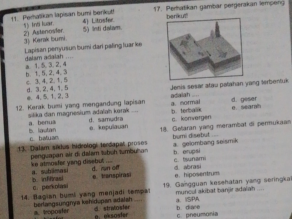 11. Perhatikan lapisan bumi berikut! 1) Inti | StudyX