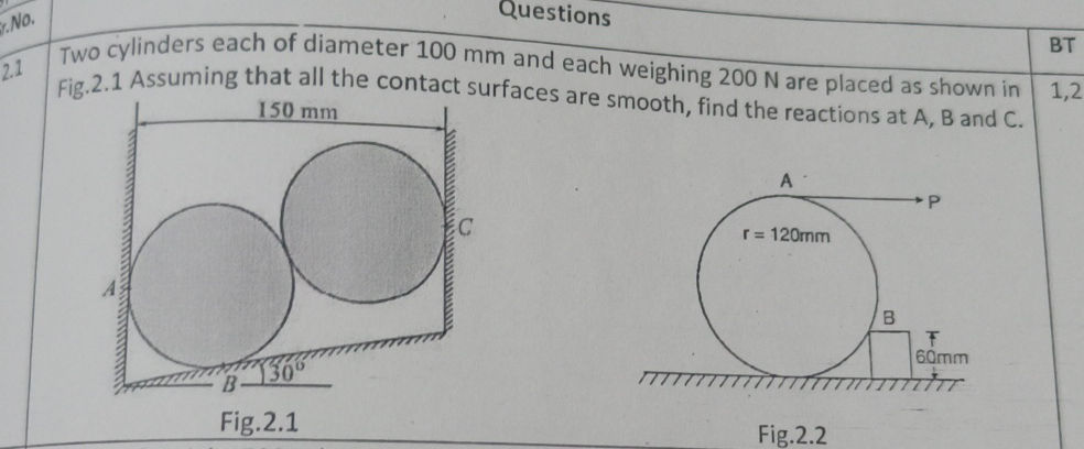 Two cylinders each of diameter 100 mm and | StudyX