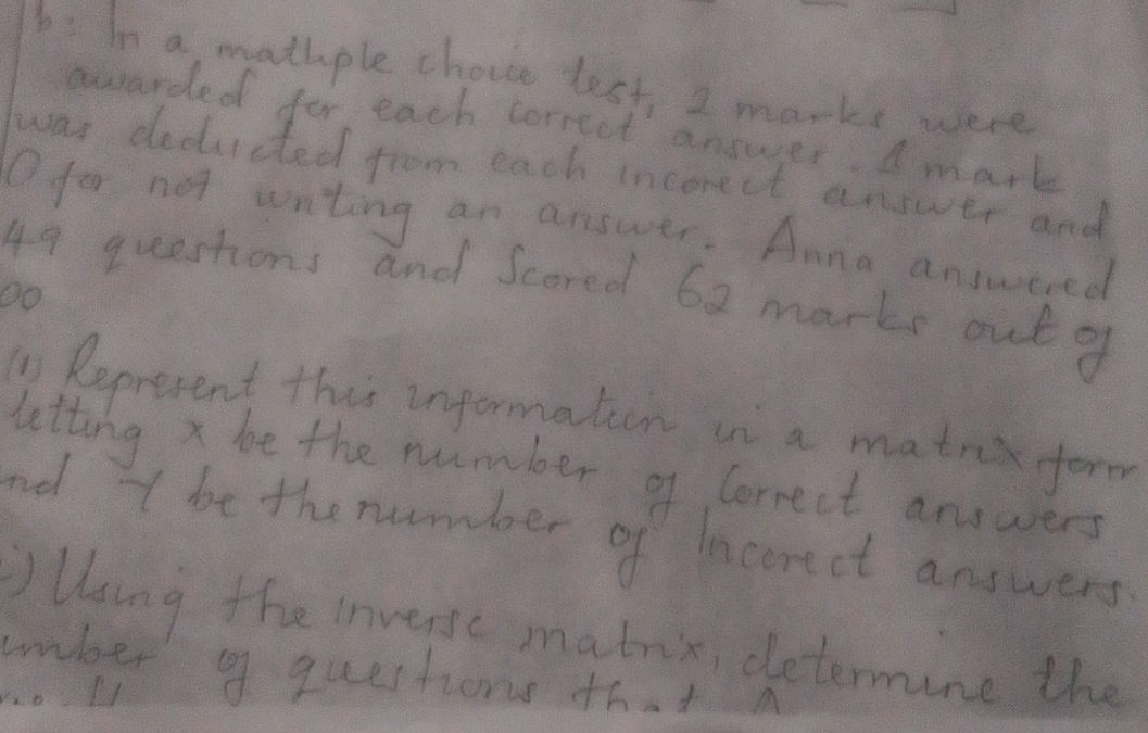 In a multiple choice test, 2 marks were | StudyX