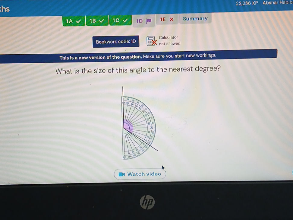 What is the size of this angle to the | StudyX