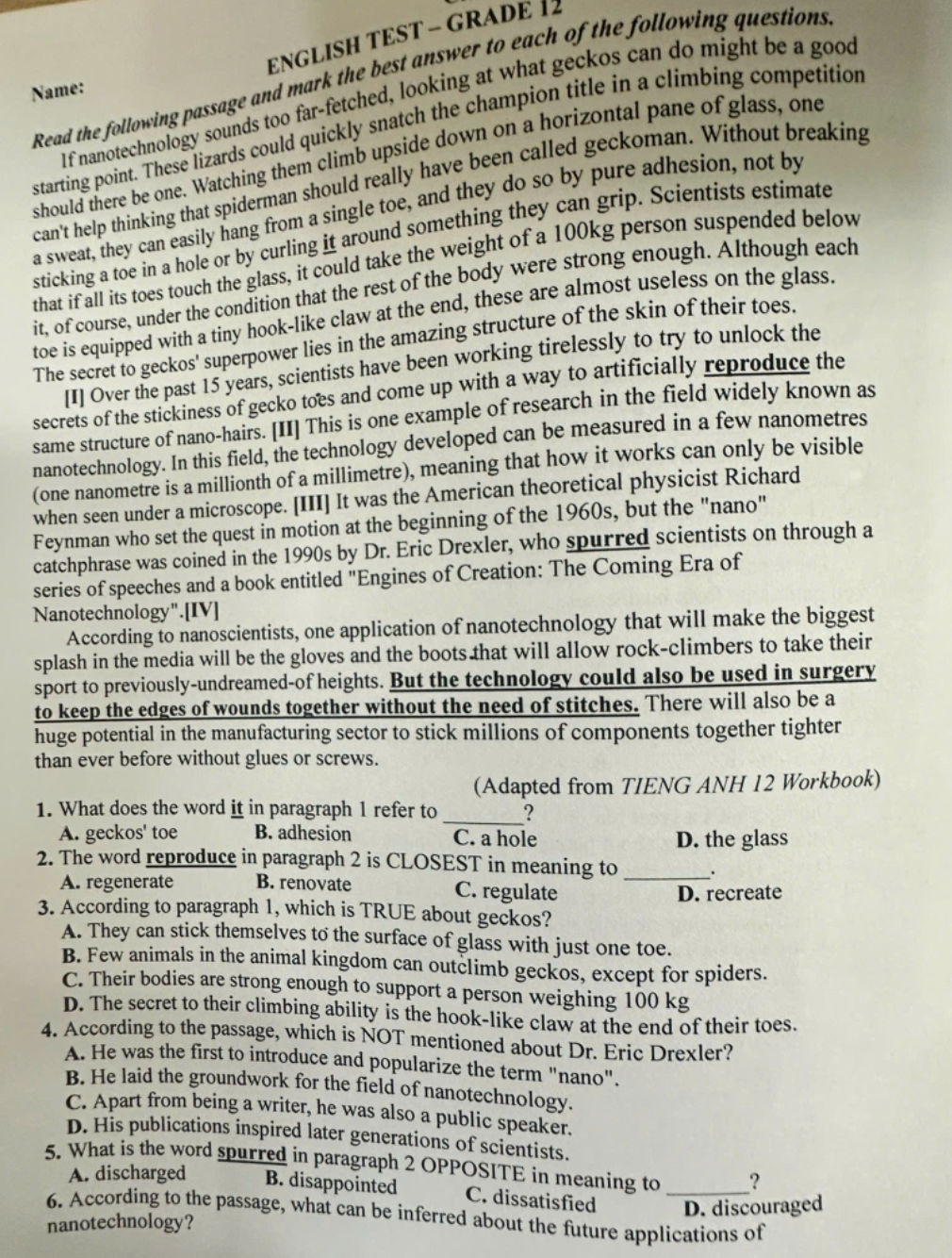 Read the following passage and mark the best | StudyX