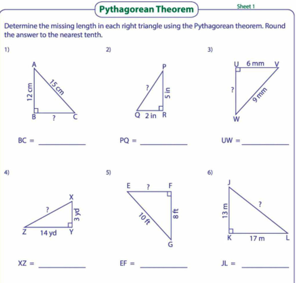 Determine The Missing Length In Each Right Studyx