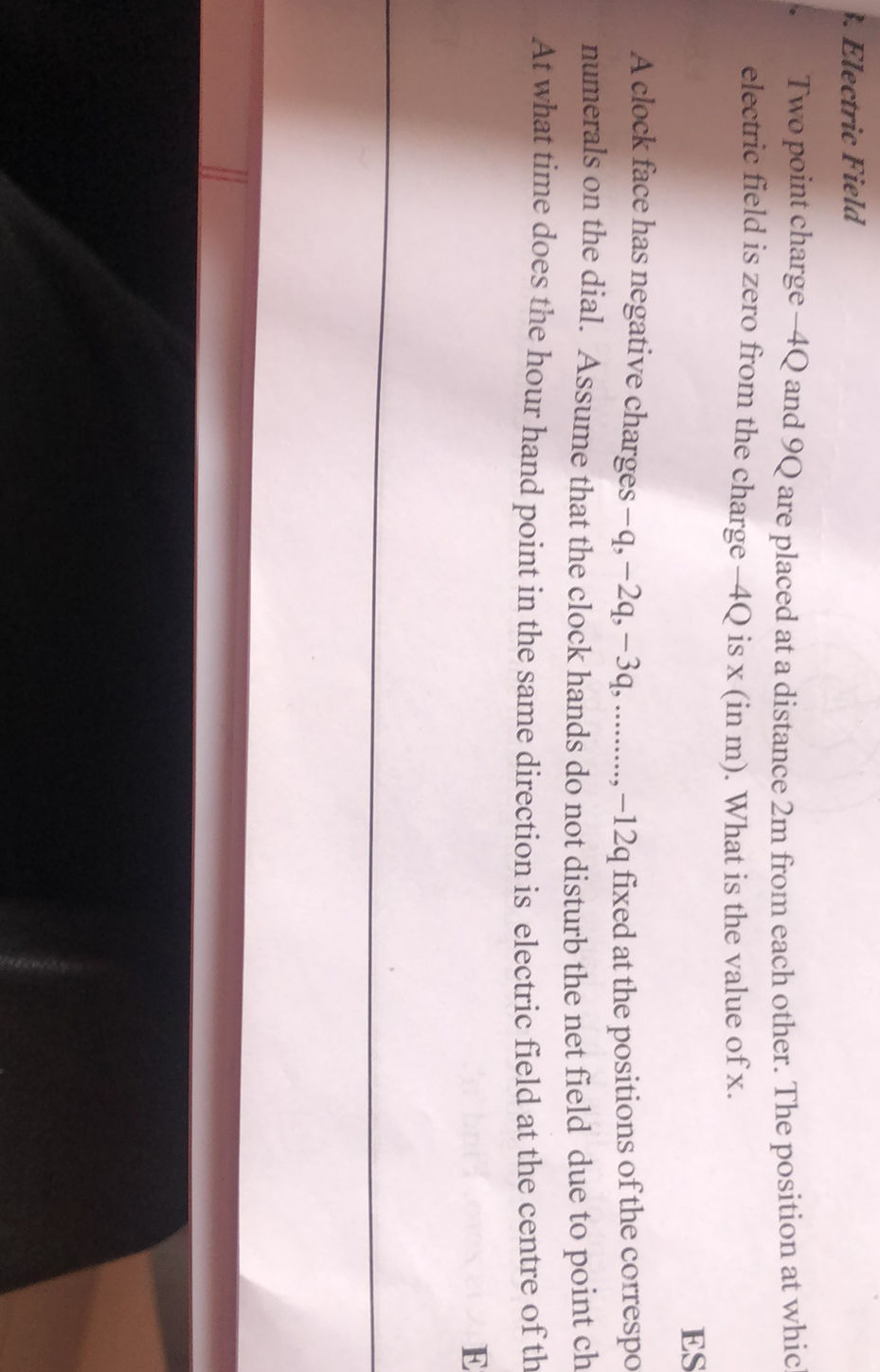 Two point charge -4Q and 9Q are placed at a | StudyX