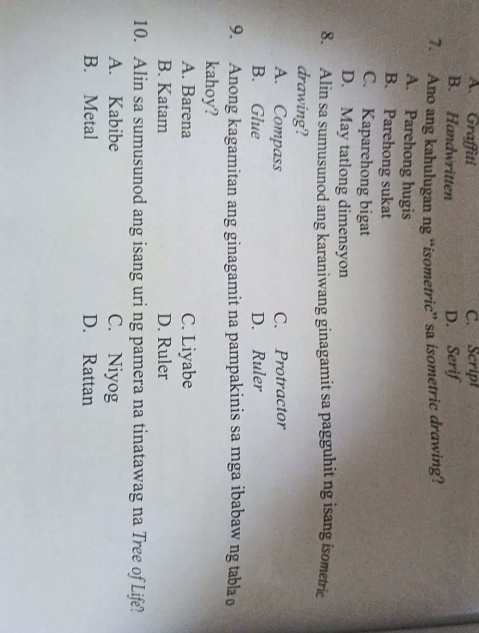 7. Ano ang kahulugan ng "isometric" sa | StudyX