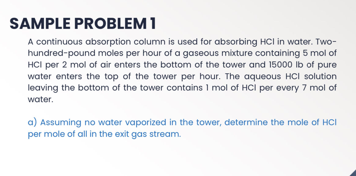 A continuous absorption column is used for | StudyX