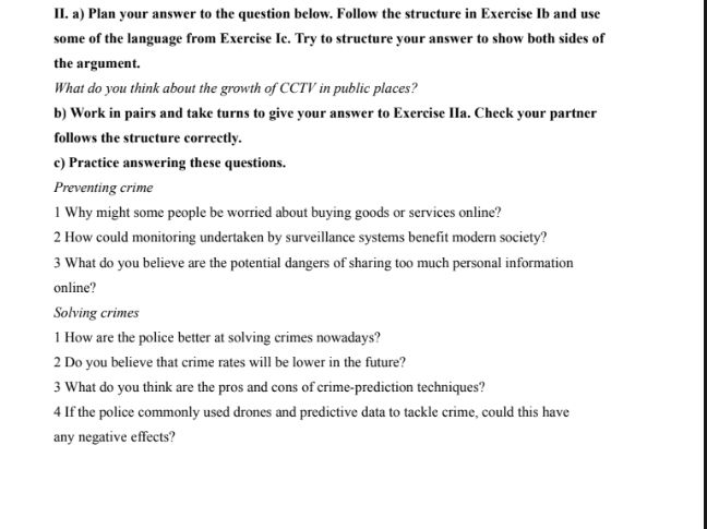 II. a) Plan your answer to the question | StudyX