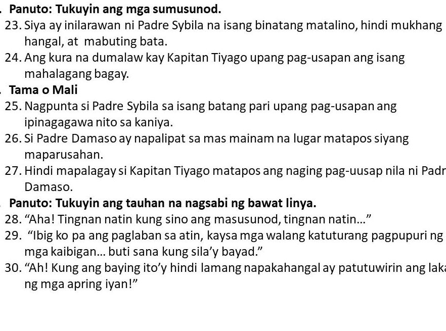 - Panuto: Tukuyin ang mga sumusunod. 23. | StudyX