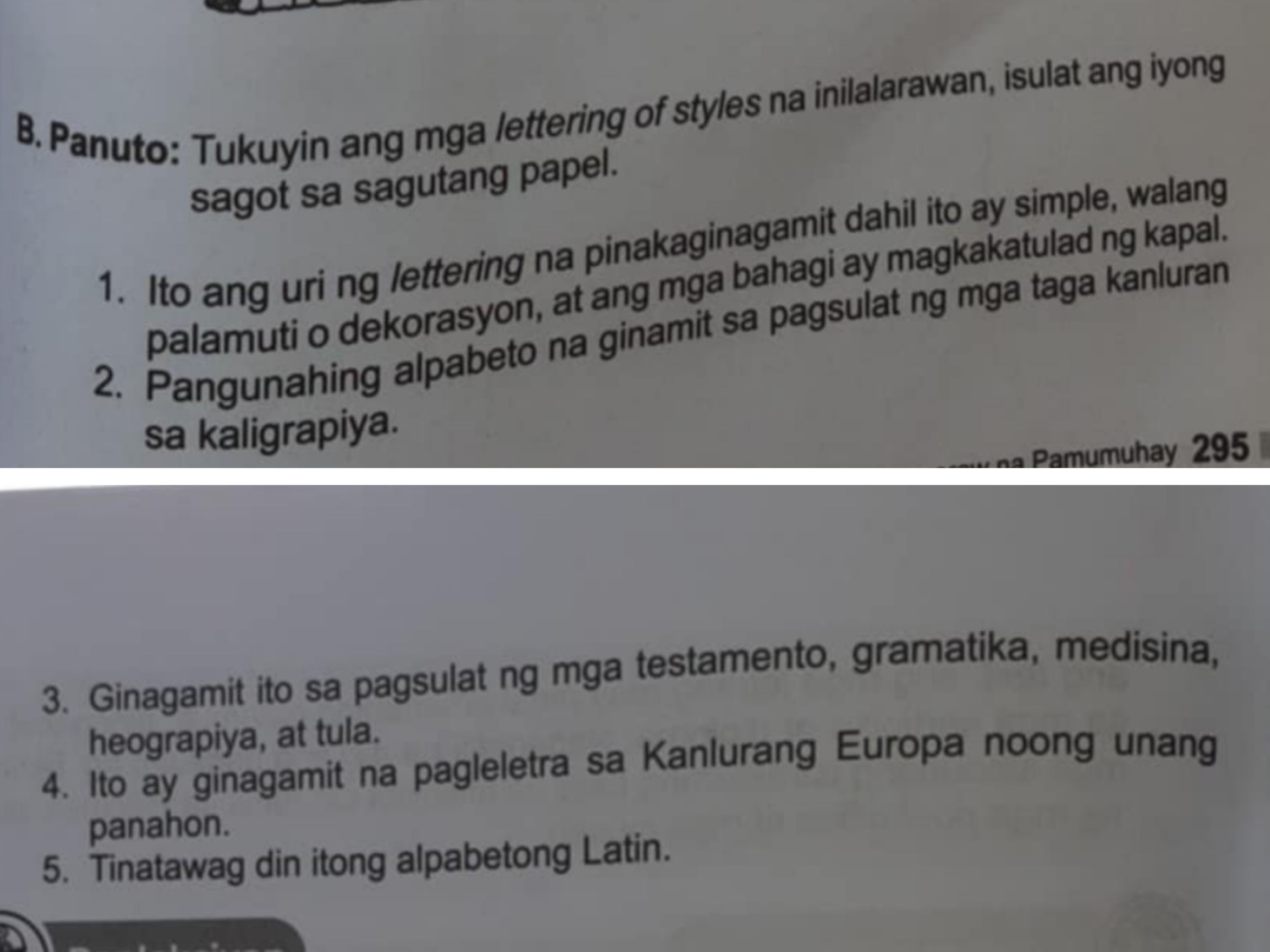 B. Panuto: Tukuyin ang mga lettering of | StudyX