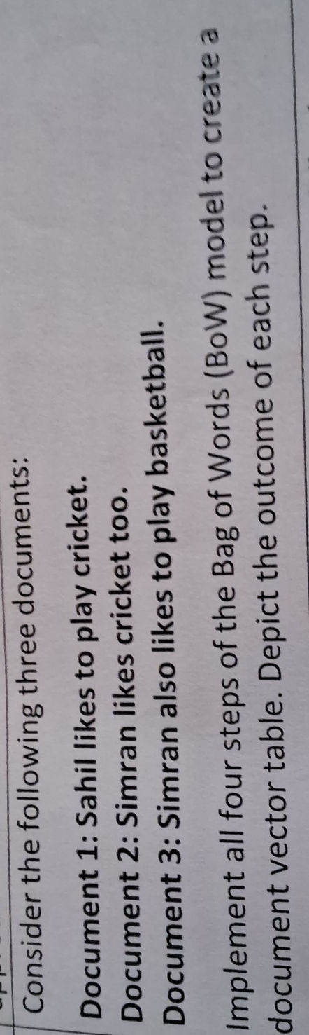 Consider the following three documents: | StudyX