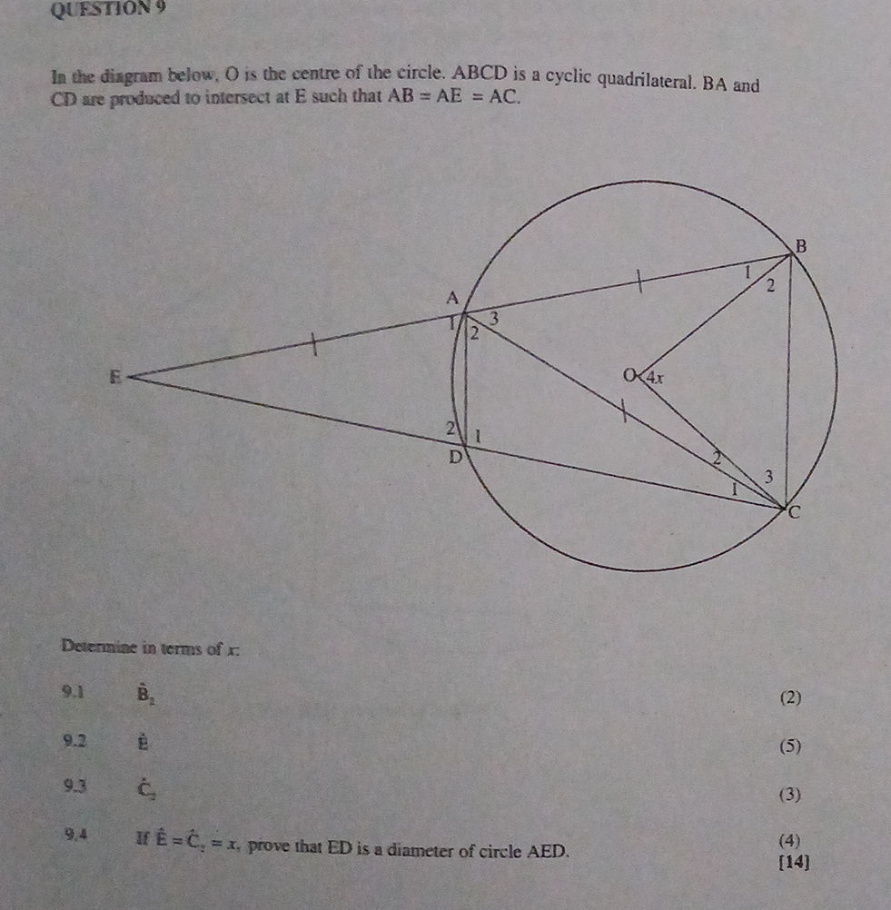 In the diagram below, O is the centre of the | StudyX