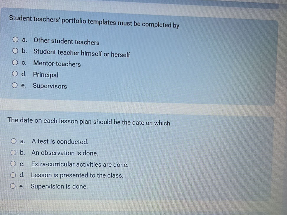 Student teachers' portfolio templates must | StudyX
