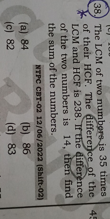 38. The LCM of two numbers is 35 times of | StudyX