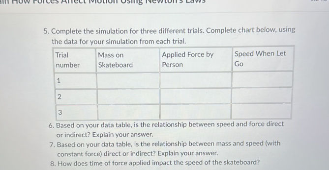 5. Complete the simulation for three | StudyX