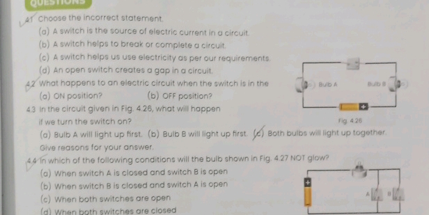 4.1 Choose the incorrect statement. (a) A | StudyX