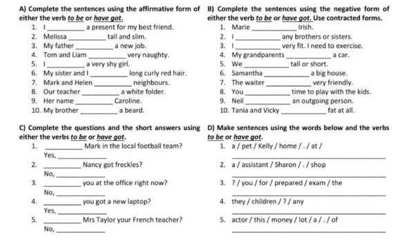 A) Complete the sentences using the | StudyX