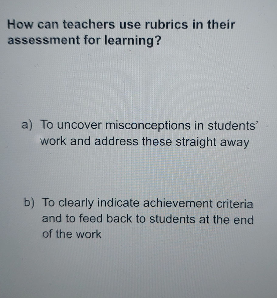 How can teachers use rubrics in their | StudyX