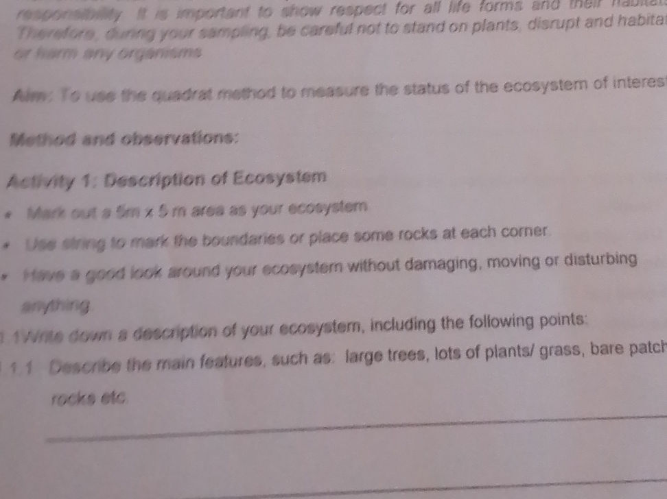 Aim: To use the quadrat method to measure | StudyX