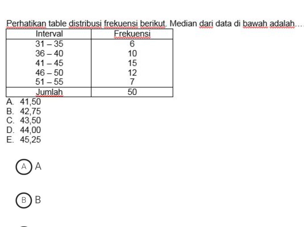 Perhatikan table distribusi frekuensi | StudyX