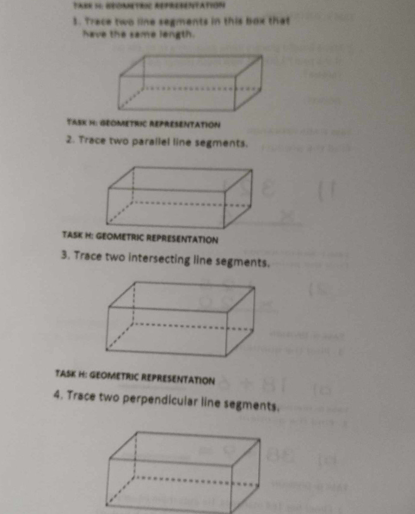 1. Trace two line segments in this box that | StudyX