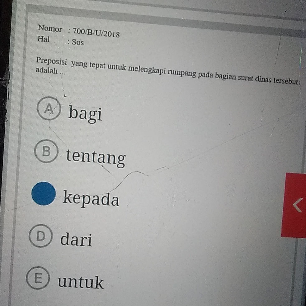Preposisi yang tepat untuk melengkapi | StudyX