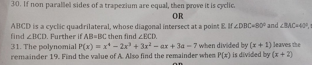 30. If non parallel sides of a trapezium are | StudyX
