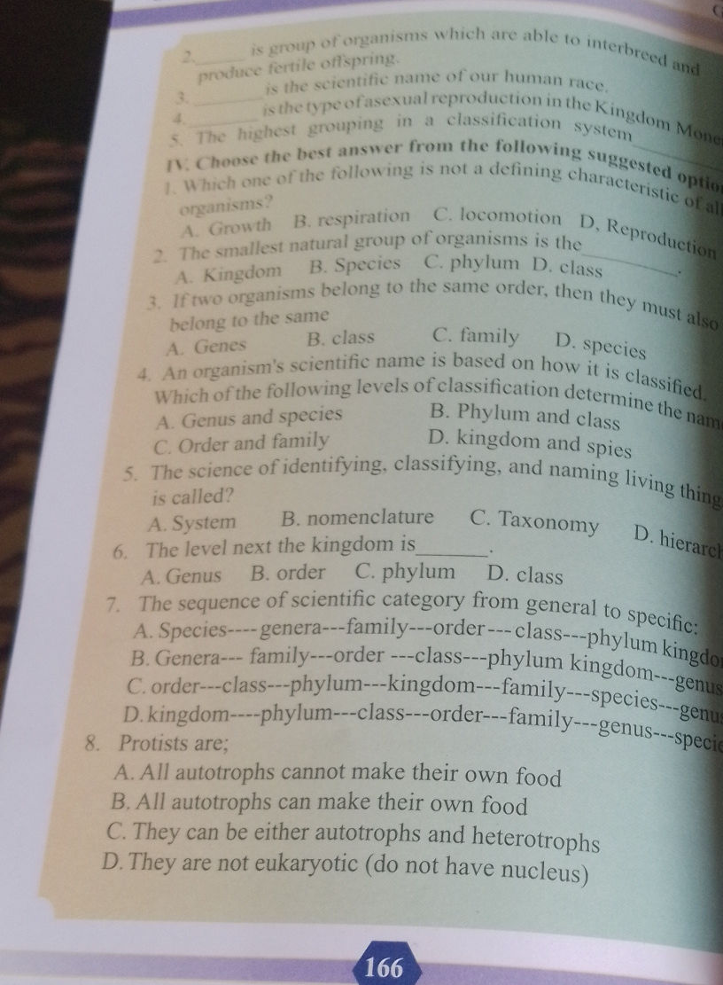 IV. Choose the best answer from the | StudyX