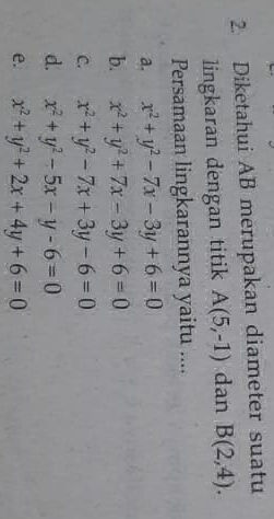 2. Diketahui AB merupakan diameter suatu | StudyX